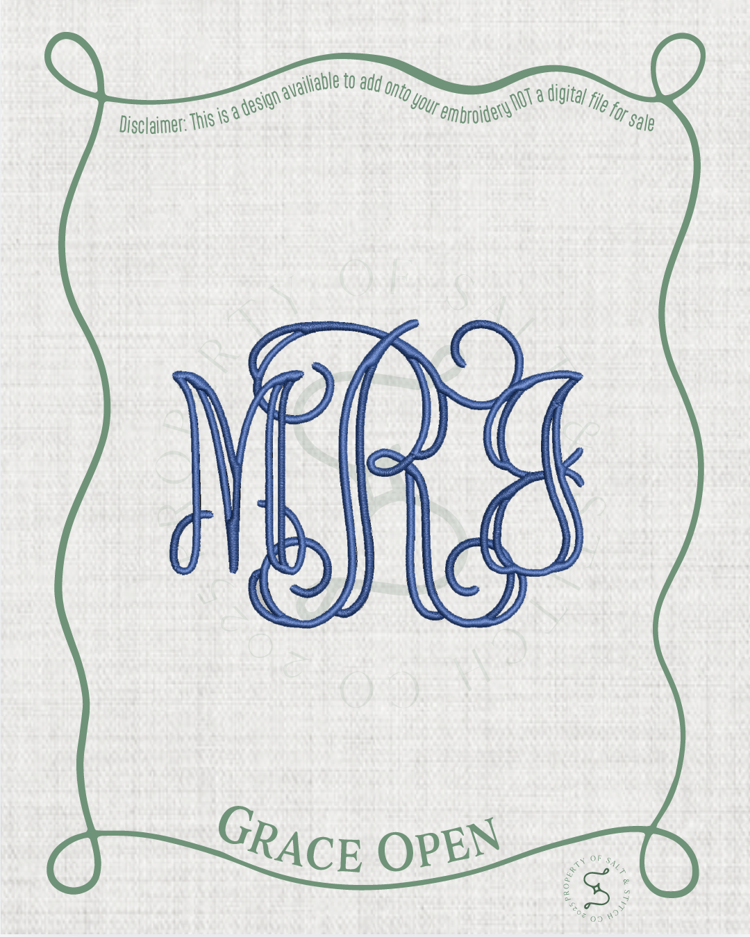 Grace Open Monogram - Salt & Stitch Embroidery & Monograms – Salt ...