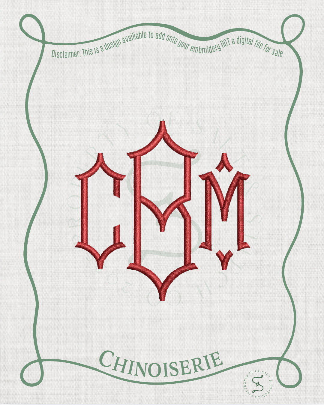 Chinoiserie Monogram - Salt & Stitch Embroidery & Monograms – Salt ...