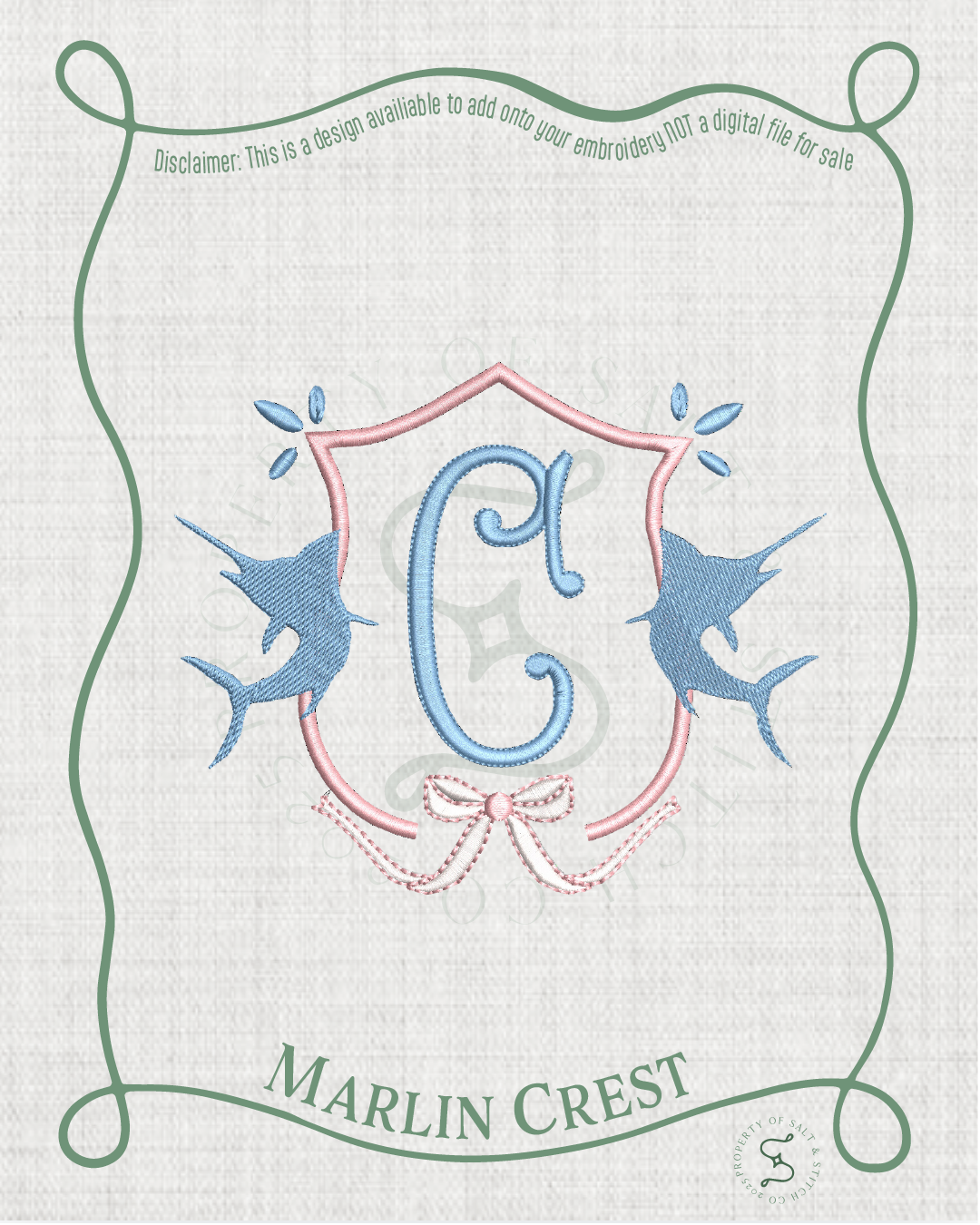 Marlin Crest - Salt & Stitch Embroidery & Monogram Designs – Salt ...