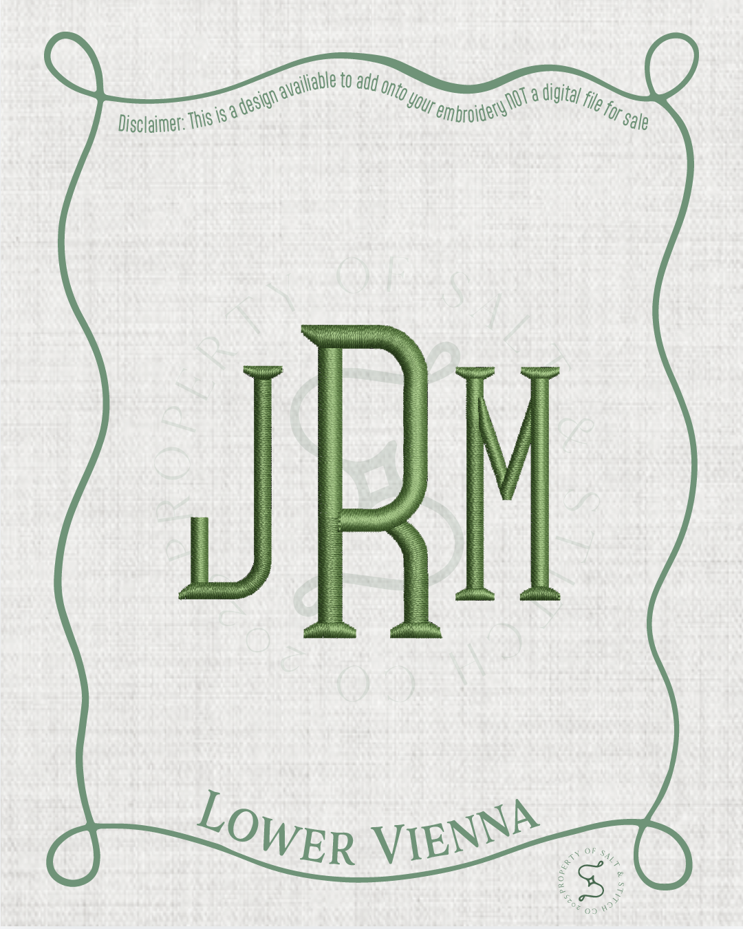 Lower Vienna Monogram - Salt & Stitch Embroidery & Monograms – Salt ...
