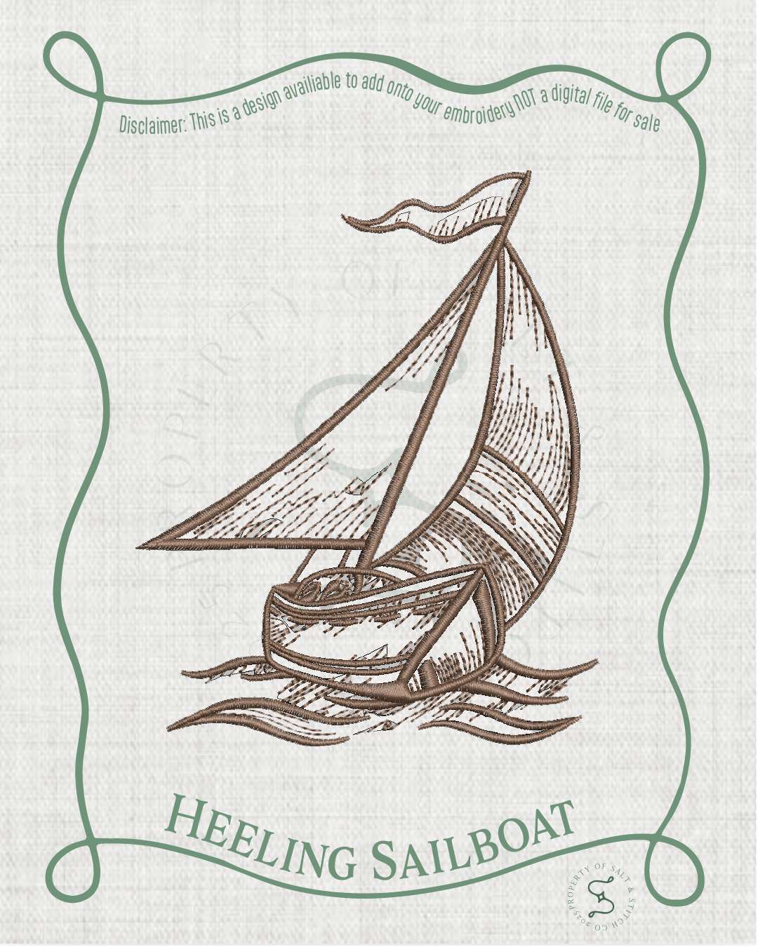 Heeling Sailboat - Salt & Stitch Embroidery & Monogram Designs – Salt ...