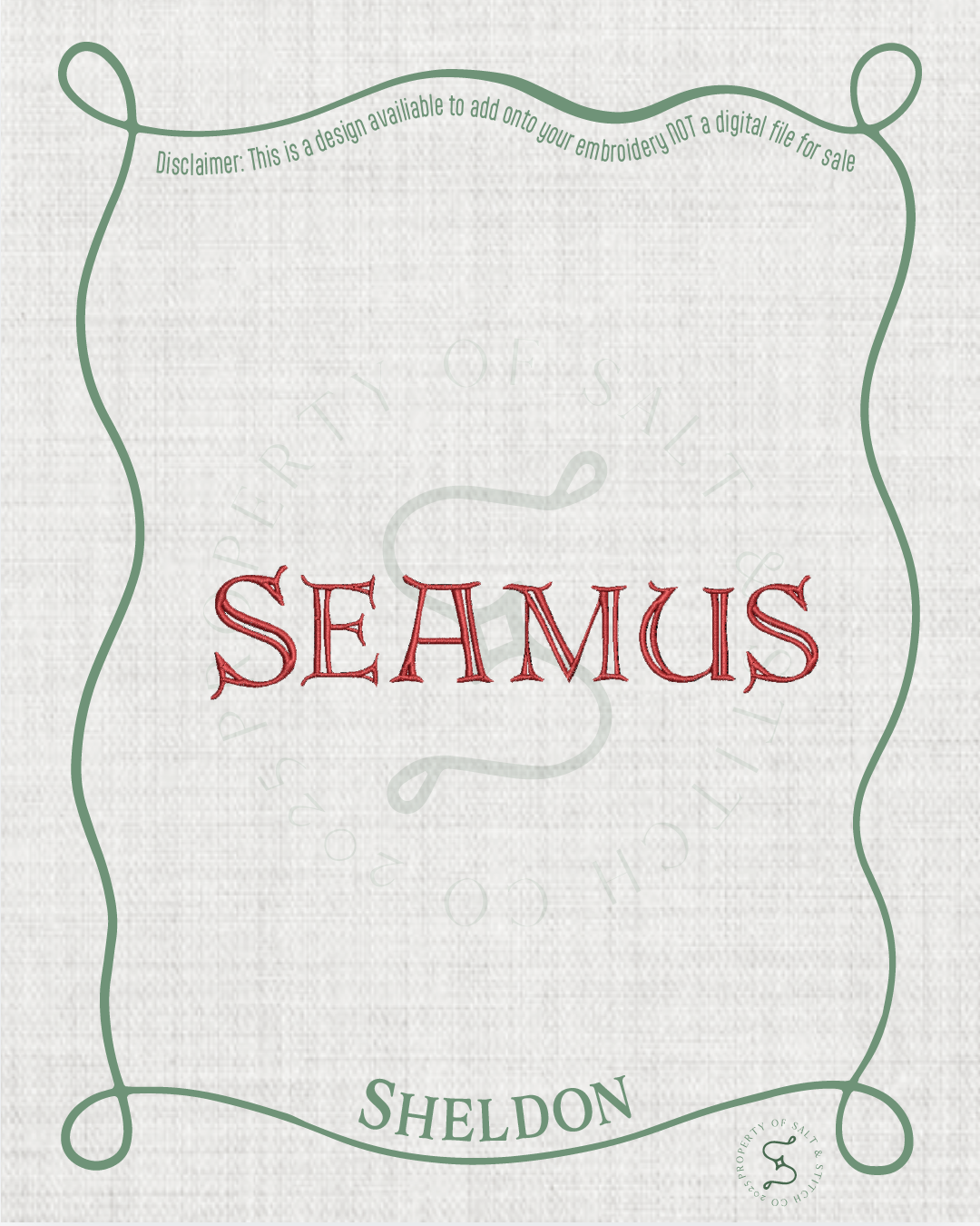Sheldon Name Font - Salt & Stitch Embroidery & Monograms – Salt & Stitch Co