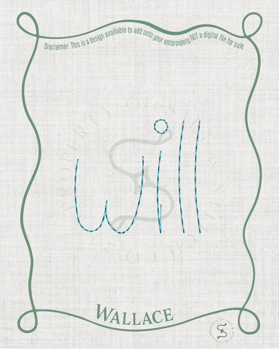 Wallace Name Font - Salt & Stitch Embroidery & Monograms – Salt & Stitch Co