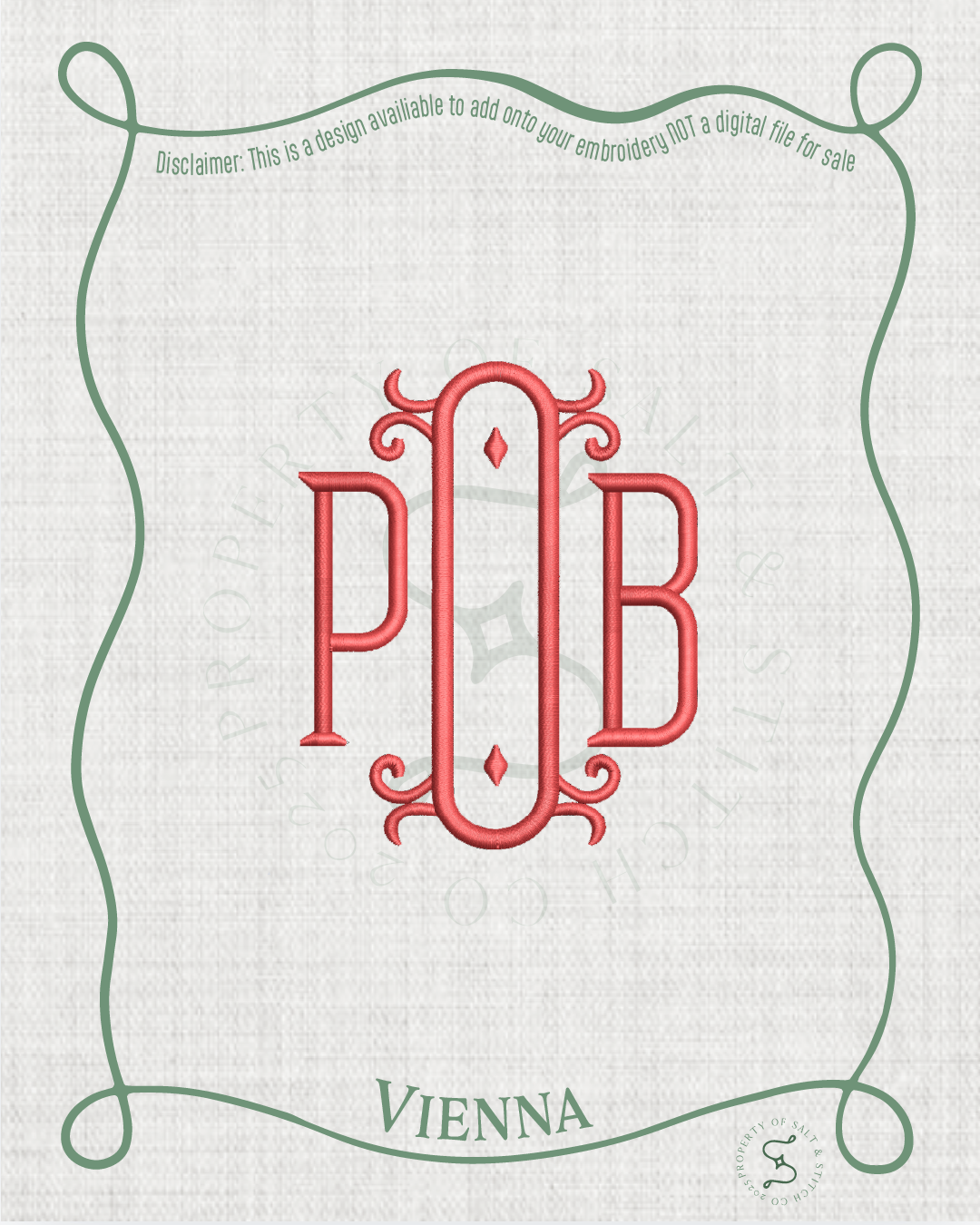 Vienna Monogram - Salt & Stitch Embroidery & Monograms – Salt & Stitch Co