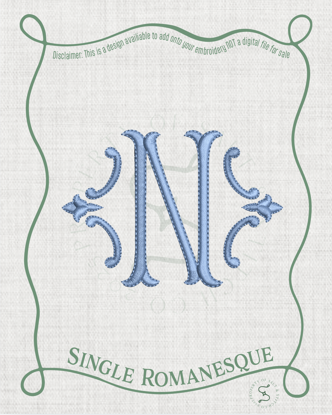 Romanesque Motif Monogram - Salt & Stitch Embroidery & Monograms – Salt ...