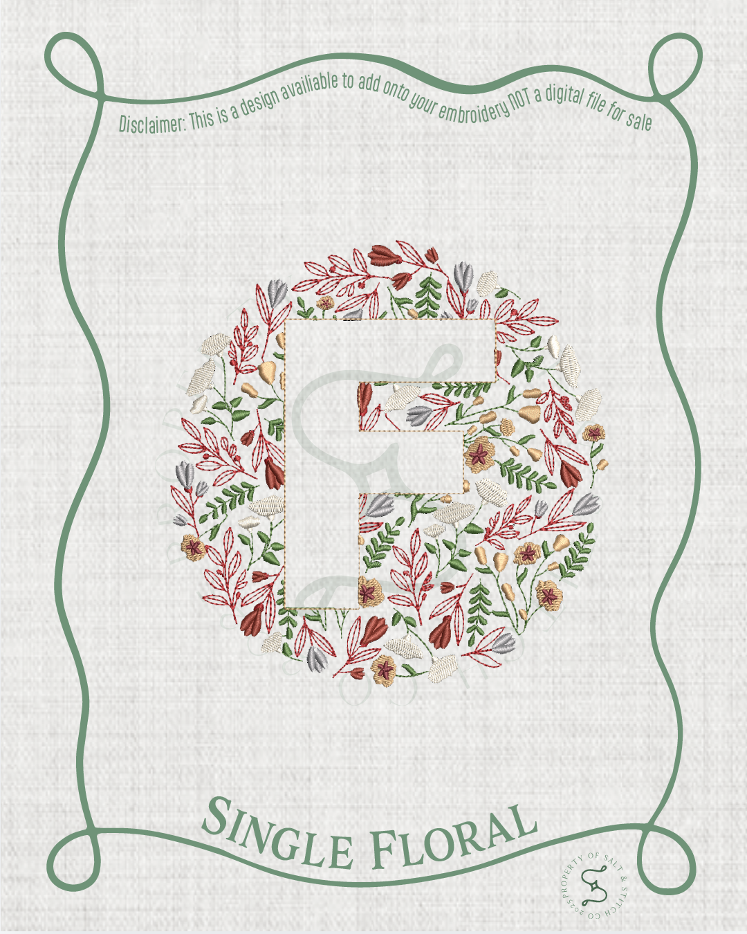 Single Floral Monogram - Salt & Stitch Embroidery & Monograms – Salt ...