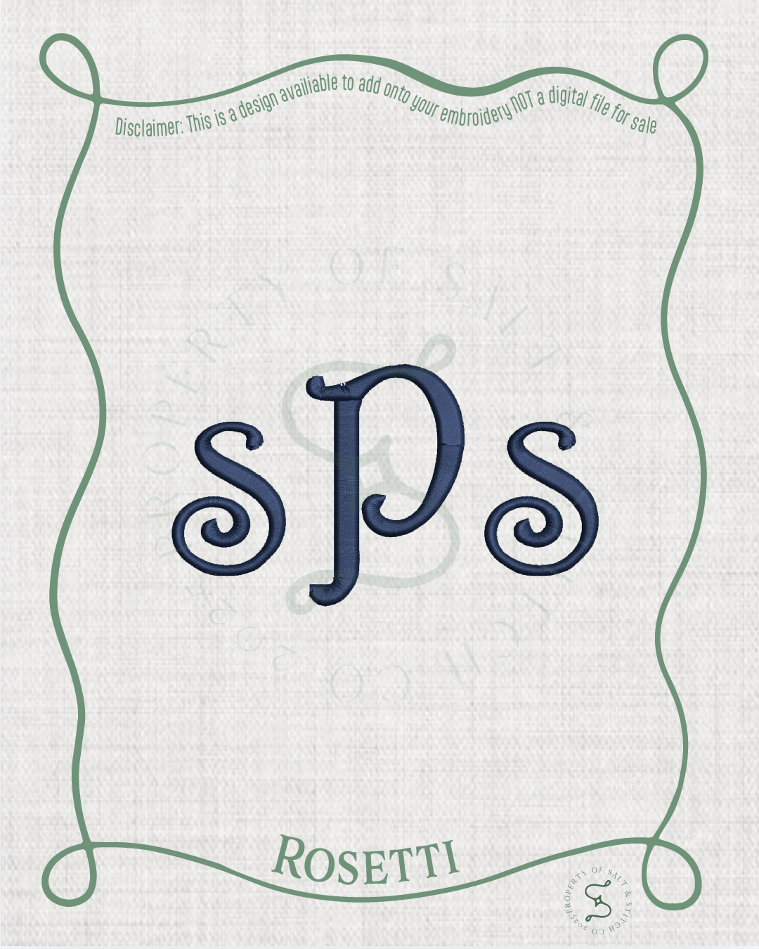Rosetti Monogram - Salt & Stitch Embroidery & Monograms – Salt & Stitch Co