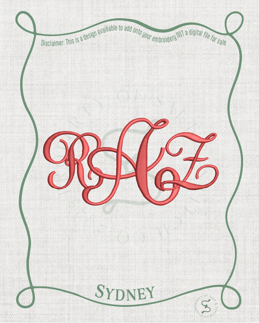 Sydney Monogram - Salt & Stitch Embroidery & Monograms – Salt & Stitch Co